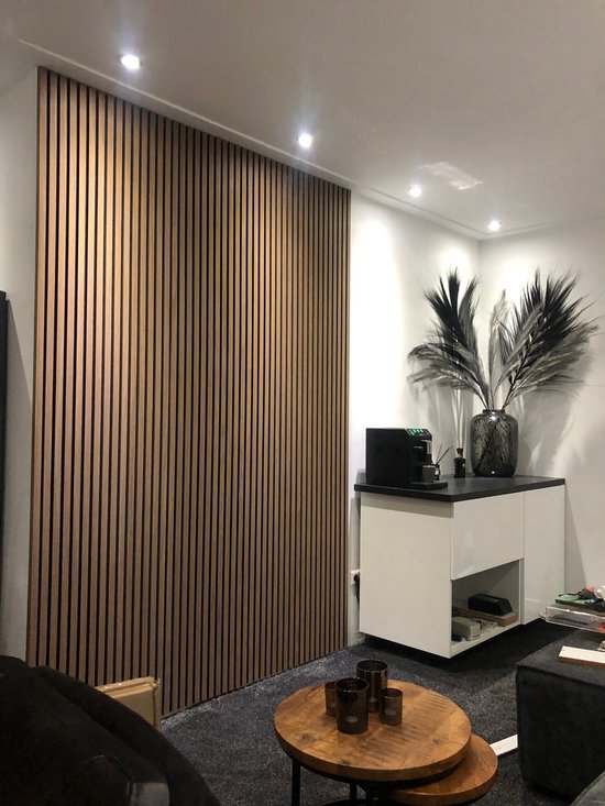 Houten wandpanelen-natuurlijk akoestisch walnut wandpaneel... | bol