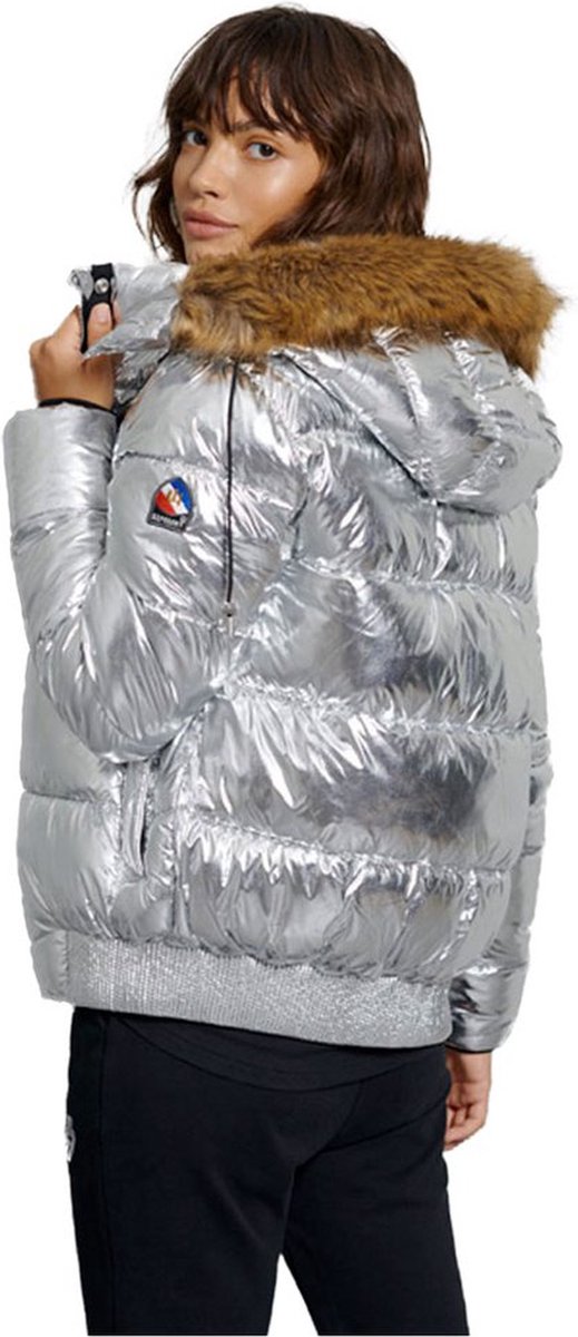 SUPERDRY Metallic Toya Bomber Jas Vrouwen Silver Metallic - Maat XXS ...