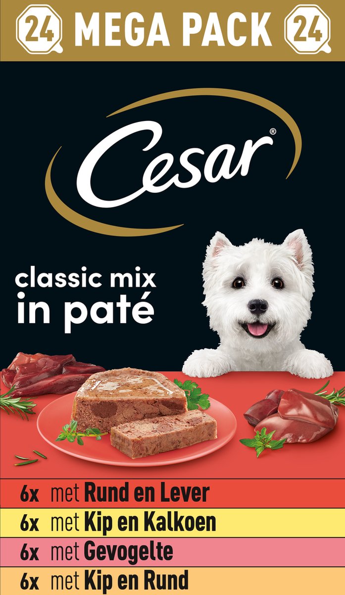 Cesar Classic Mix Paté hondenvoer maaltijdkuipjes 24 x 150 g | bol.com