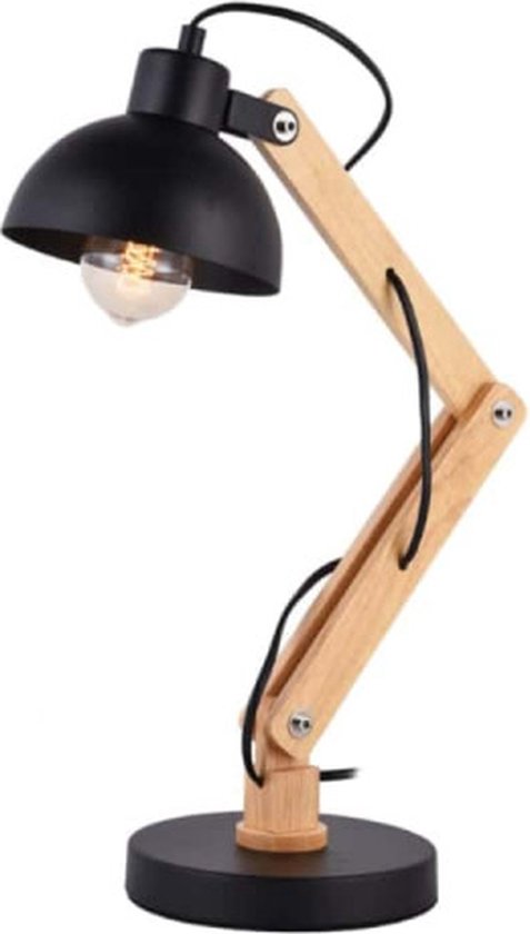 Bureaulamp EDM Zwart Hout Metaal 60 W (Ø 16 x 53 cm) | bol