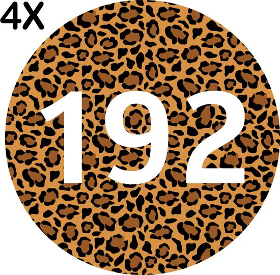 Containerstickers Huisnummer "192" - 25x25cm - Panter Print Cirkel met ...