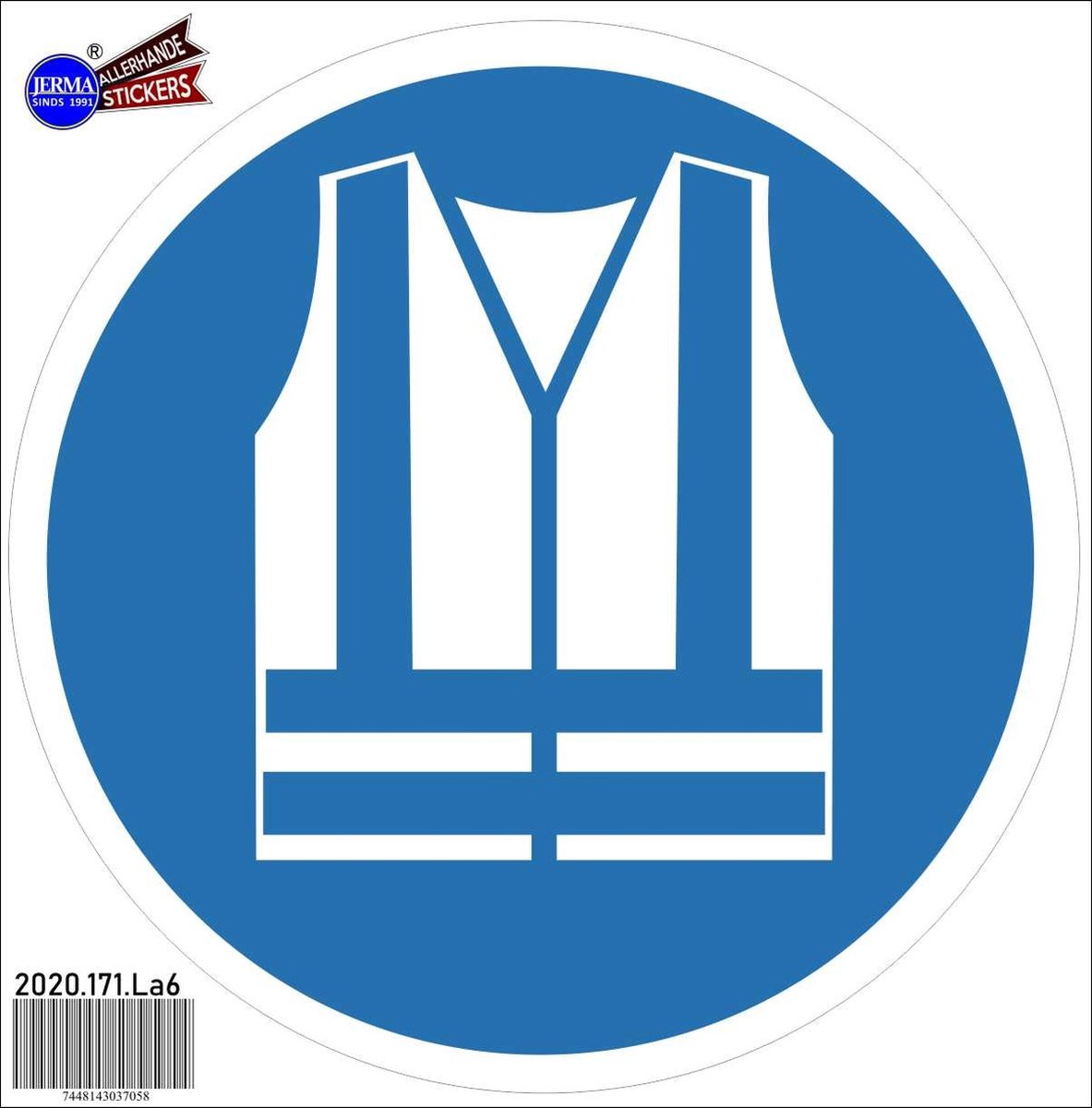 Veiligheidshesje verplicht pictogram sticker 20 cm. | bol.com