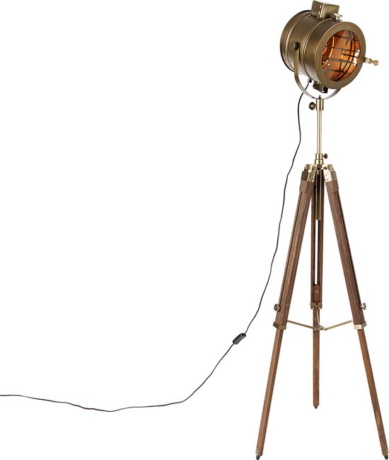 QAZQA radient - Industriele Tripod | driepoot vloerlamp | Staande Lamp ...