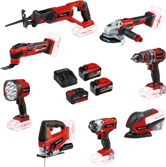 Pack EINHELL 18V Power X-Change - 8 outils - Starter Kit Power 4.0 Ah ...