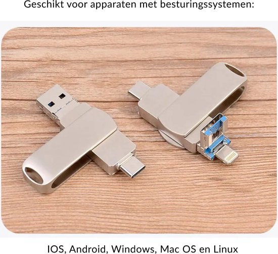 Multifunctioneel USB-Stick 128GB Metal | Simpel data, fotos en videos ...