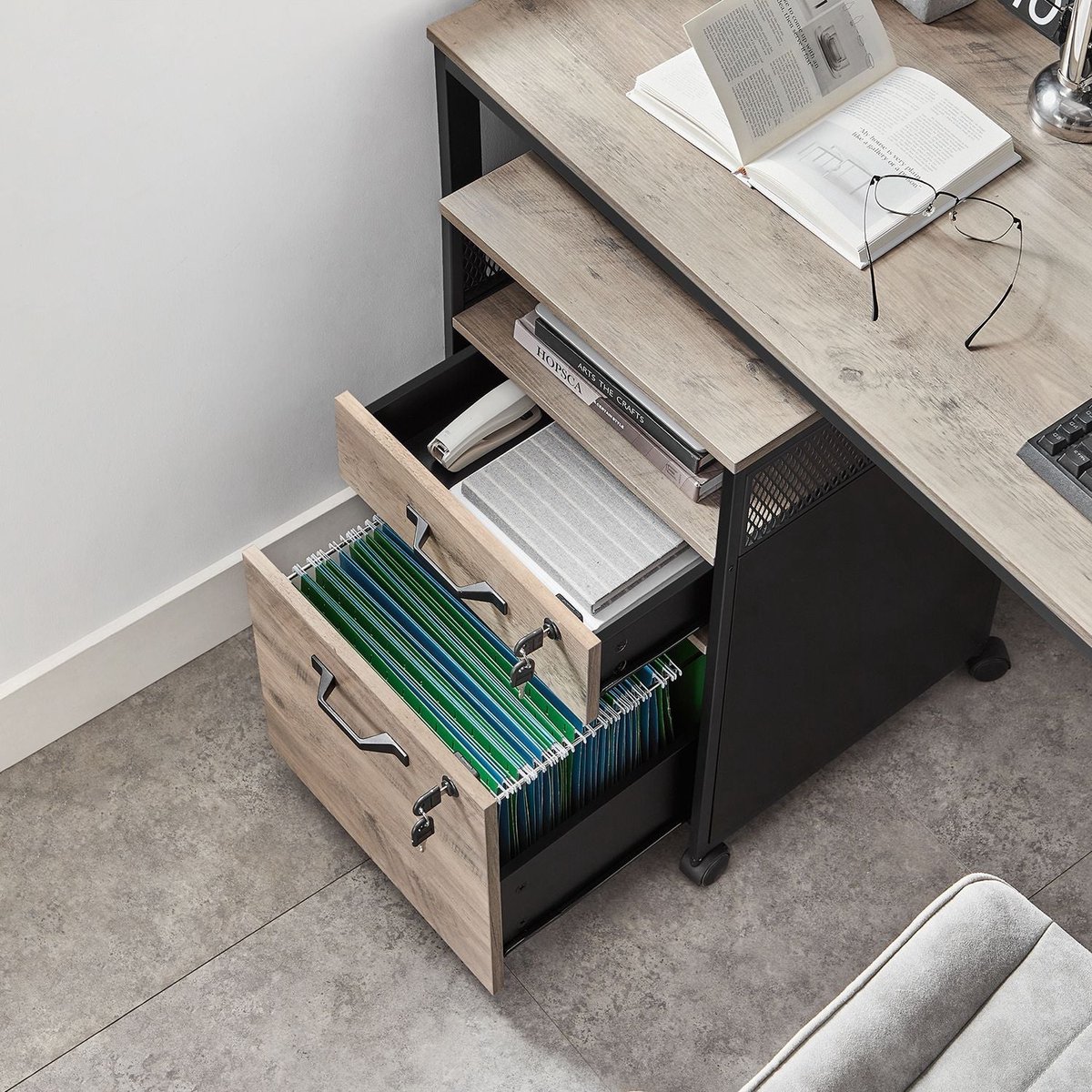 Ladeblok - Archiefkast - Bureaukast - Met wielen - Grijs /Zwart | bol.com