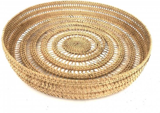 Wandbord - Dienblad - Rotan Schaal M - Ø50 H9cm - Wanddecoratie rotan ...