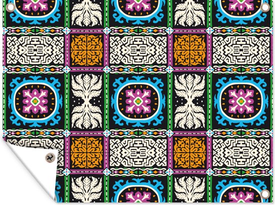 Tuin decoratie Patronen - Ornament - Abstract - Blauw - Roze - 40x30 cm ...