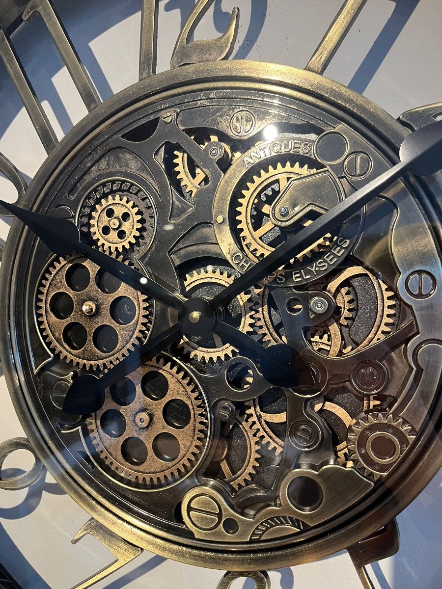 Klok industrieel Ylva Open - wandklok Goud - klok met tandwielen 55cm | bol.com