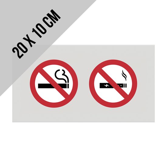 Stickers | 20 x 10 cm | Pictogram | Roken en vapen verboden | 2 stuks ...