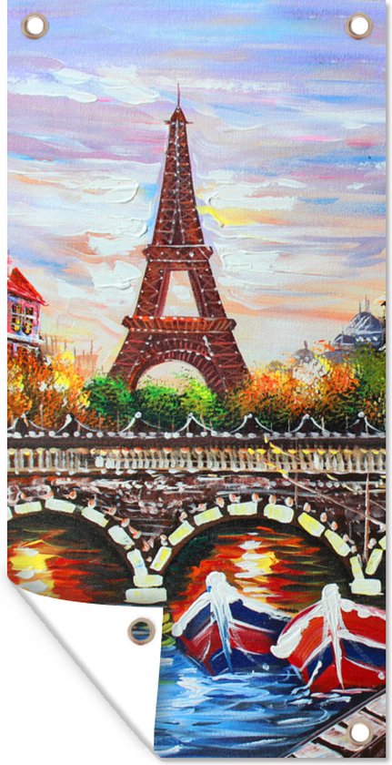 Tableau poster jardin - Peinture à l'huile - Tour Eiffel - Paris ...