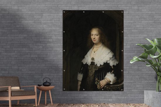Tuinposter Portret van Maria Trip - Rembrandt van Rijn - 120x170 cm ...