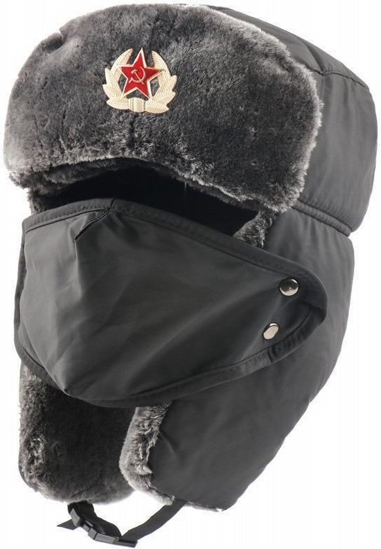 Russische Muts Met Mond Bescherming Zwart | bol