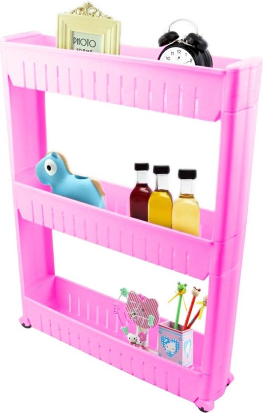 Smal Keukenrek of Opbergrek 3 laags op Wieltjes - smalle Keuken Kast ...