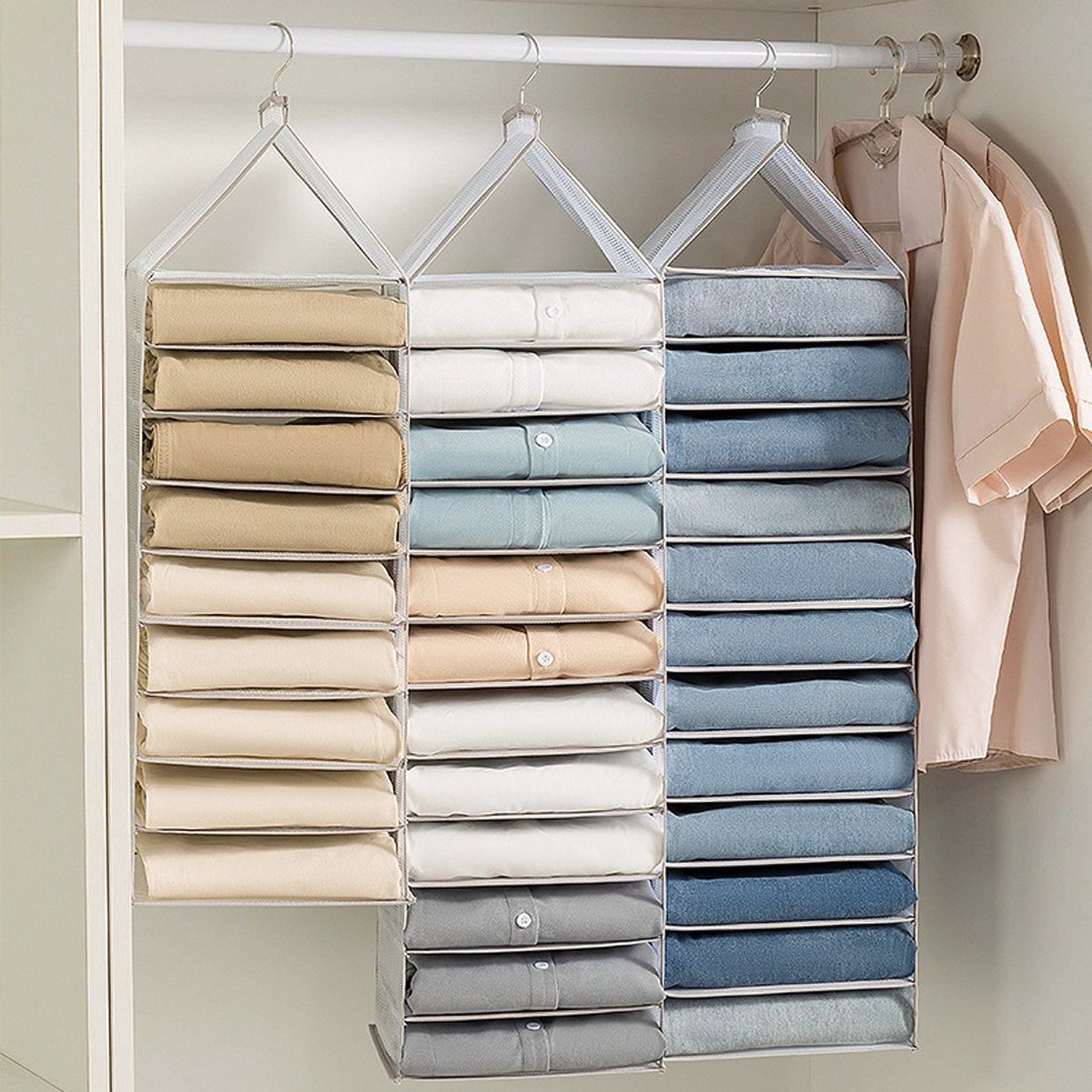 Kledingkast Organizer - 12 Vakken - Grijs - Kleding Opbergzak ...