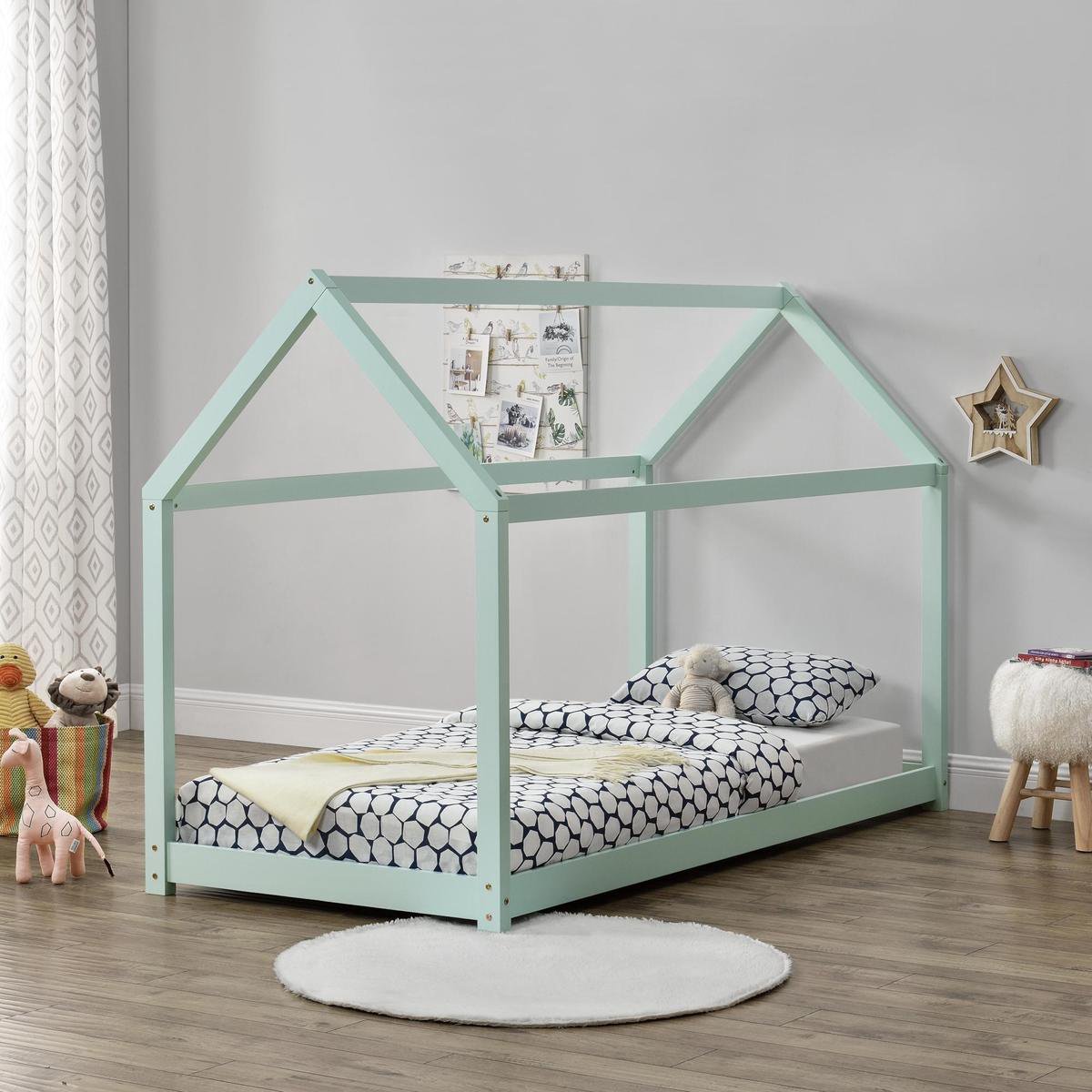 Kinderbed Netstal houten bed huisbed 90x200 cm mint groen | bol.com