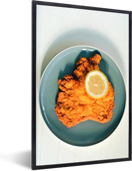 Fotolijst incl. Poster - Wiener schnitzel op een bord - 60x80 cm ...