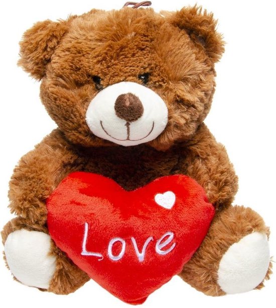 Pluche Love bruine beer knuffel 23 cm - valentijn cadeautje voor hem of ...