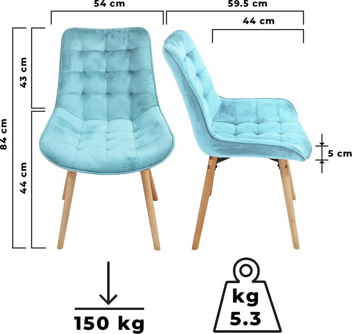 Trend24 - Eetkamerstoelen set van 2 - Stoelen eetkamer - Stoelen set ...