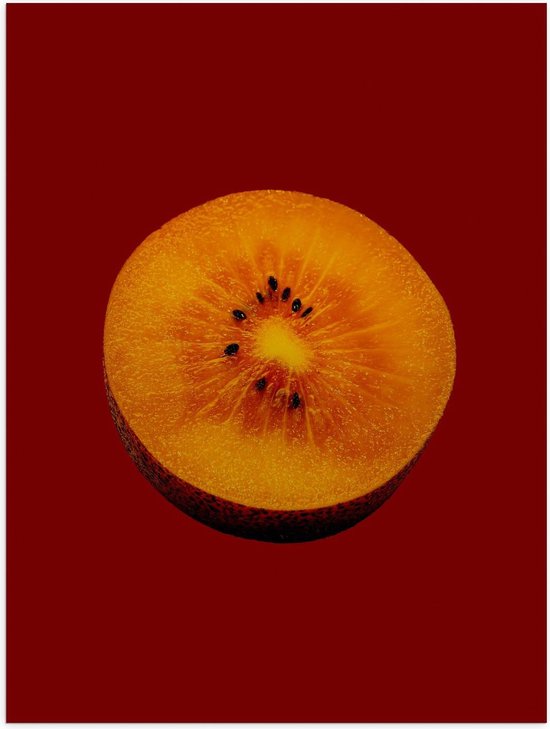 Poster – Gele Kiwi op Rode Achtergrond - 30x40cm Foto op Posterpapier | bol