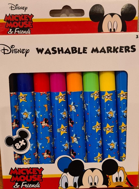 Mickey Mouse & Friends - 8 Uitwasbare Stiften - Washable Markers | bol.com