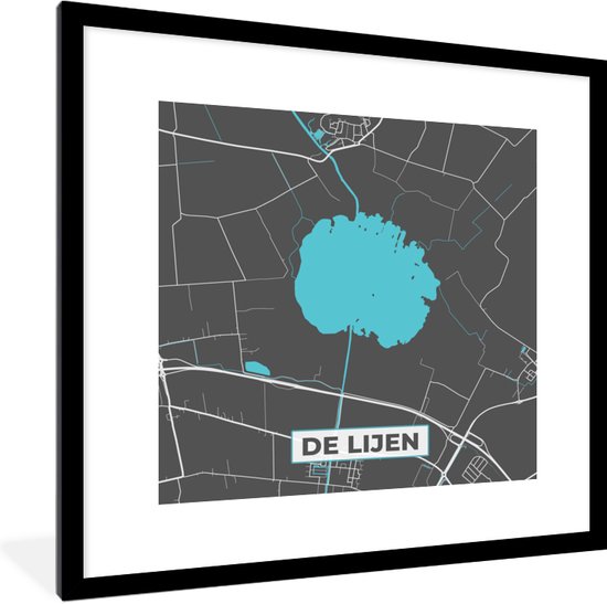 Fotolijst incl. Poster - Stadskaart - Water - Nederland - De Lijen ...