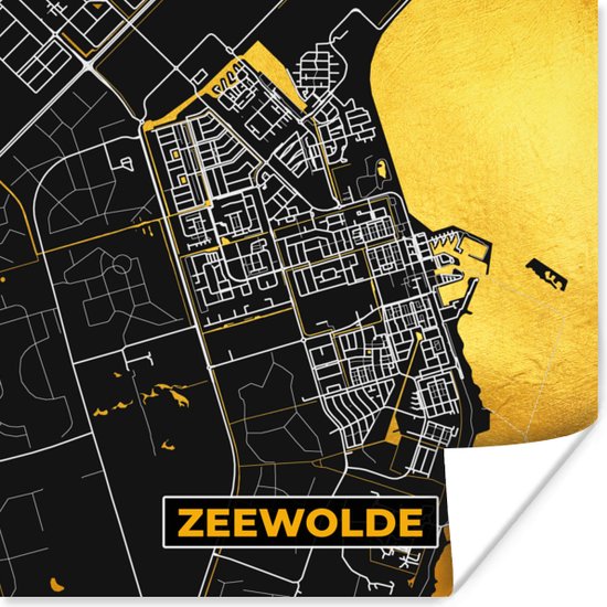 Poster Zeewolde - Black and Gold - Stadskaart - Plattegrond - Kaart ...