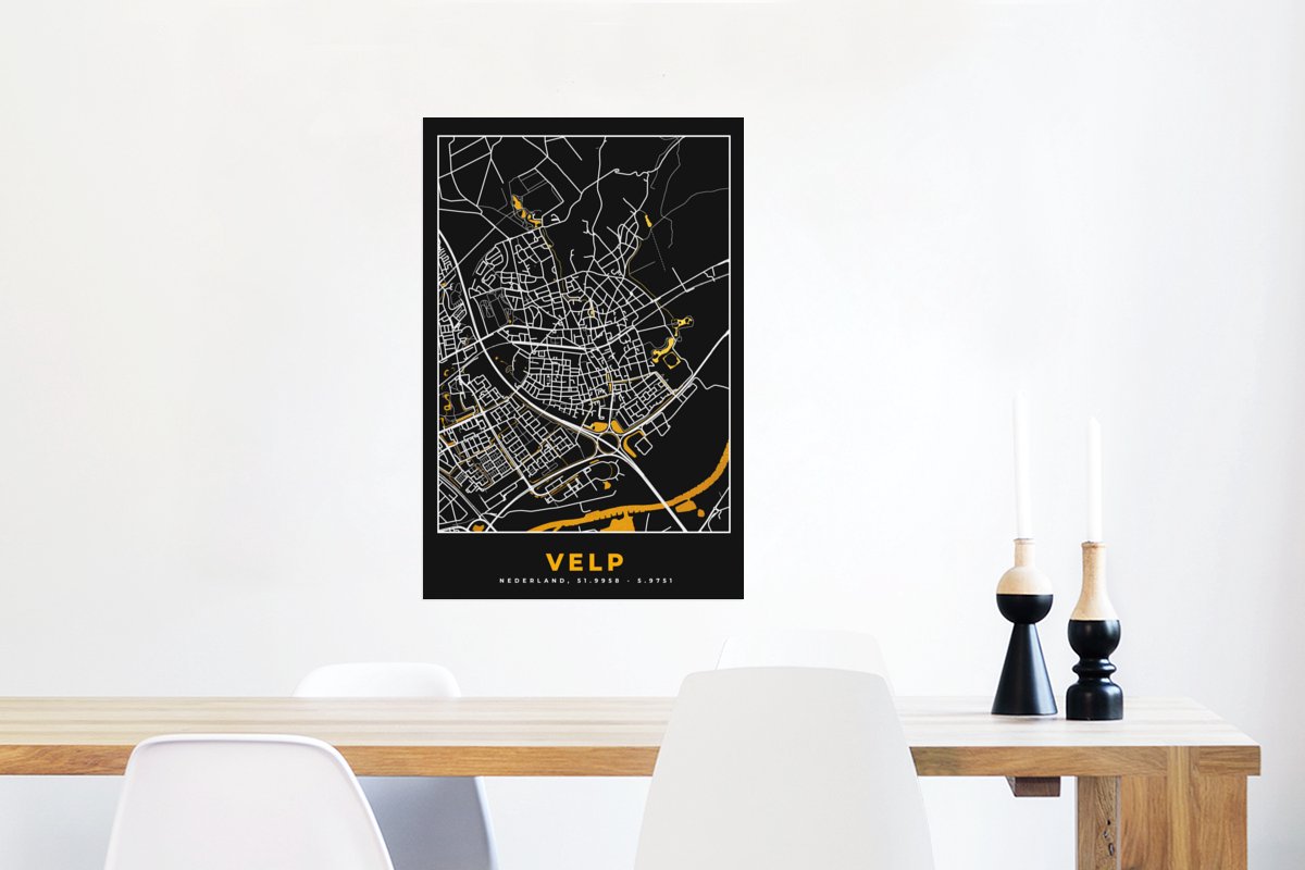 Poster Velp - Stadskaart - Goud - Plattegrond - Kaart - 60x90 cm | bol.com