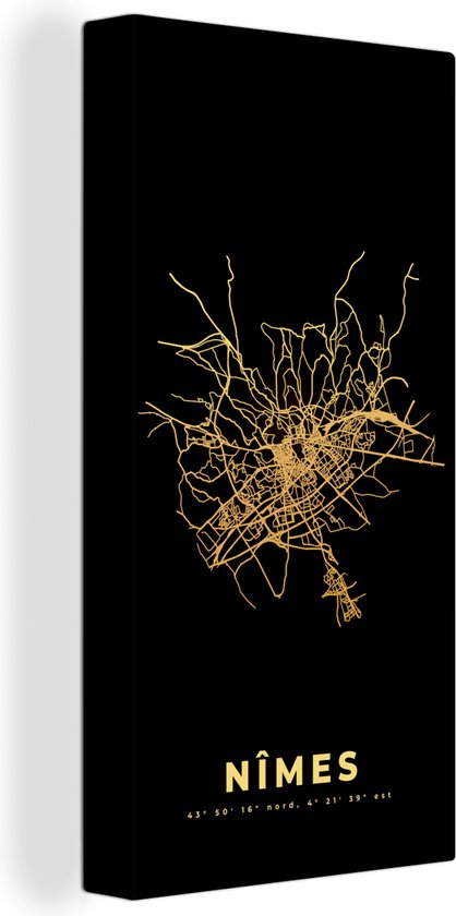 Toile Peinture Nîmes - France - Plan de Ville - Or - Carte - Carte ...