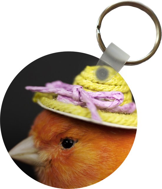 Sleutelhanger - Vogel - Hoed - Oranje - Plastic - Rond ...