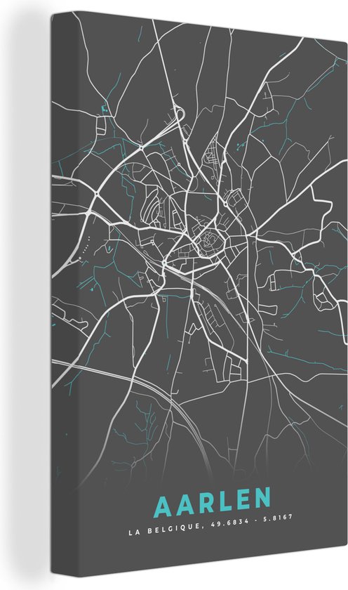 Canvas Schilderij Plattegrond – Aarlen – Blauw – Stadskaart - Kaart ...