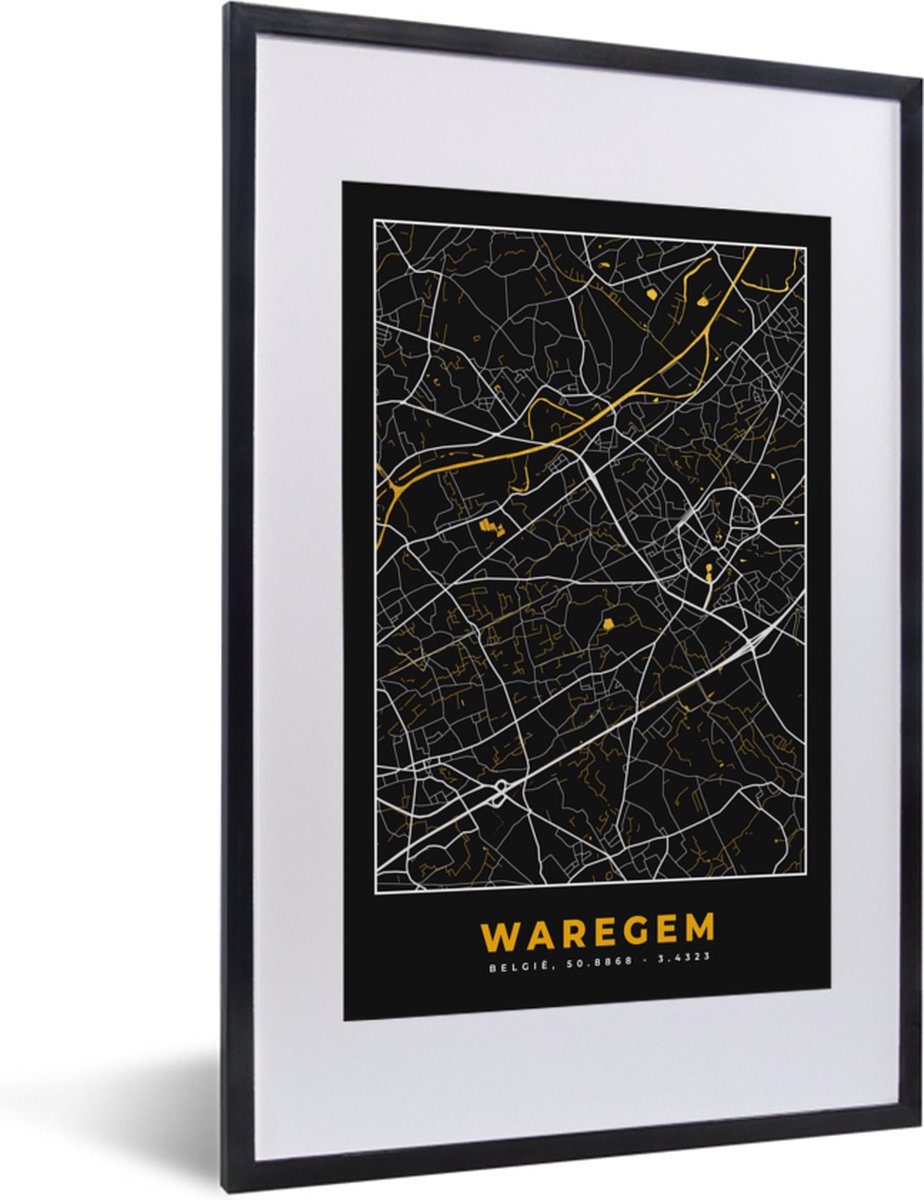 Fotolijst incl. Poster - Goud - Kaart - Plattegrond - Waregem ...