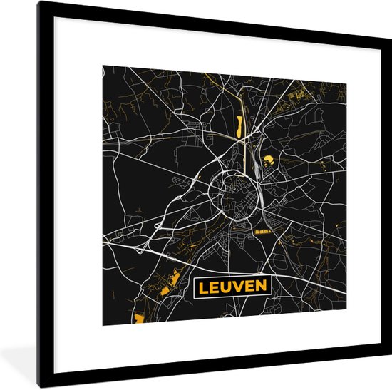 Fotolijst incl. Poster - Leuven - Goud - Stadskaart - Plattegrond ...