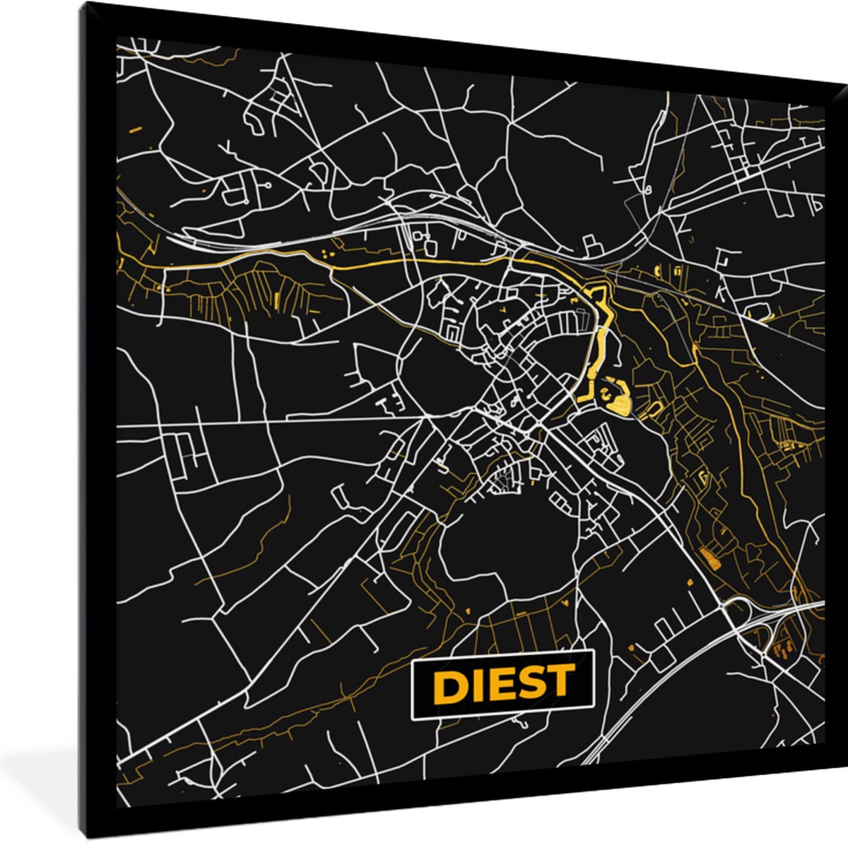 Fotolijst incl. Poster - Diest - Kaart - Plattegrond - Goud ...