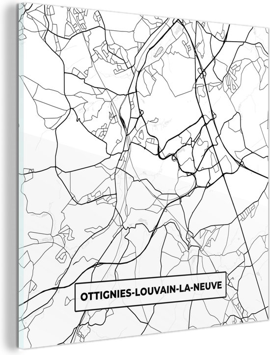 Glasschilderij - Stadskaart – Plattegrond – België – Zwart Wit ...