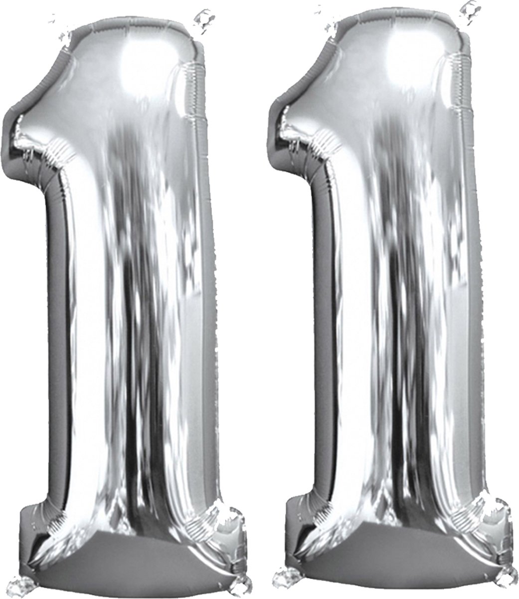 Zilveren folie ballon cijfer 11. | bol.com