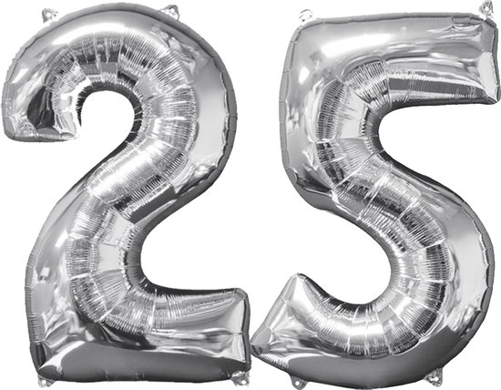 Zilveren folie ballon cijfer 25. | bol.com
