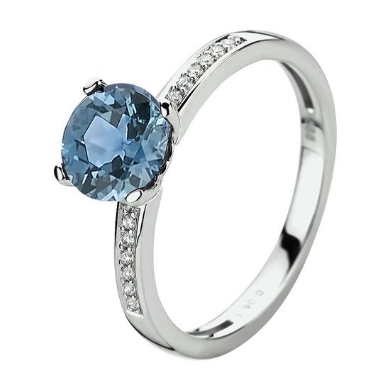 Ring London Blue Topaas En Diamant 0.05ct H Si | bol
