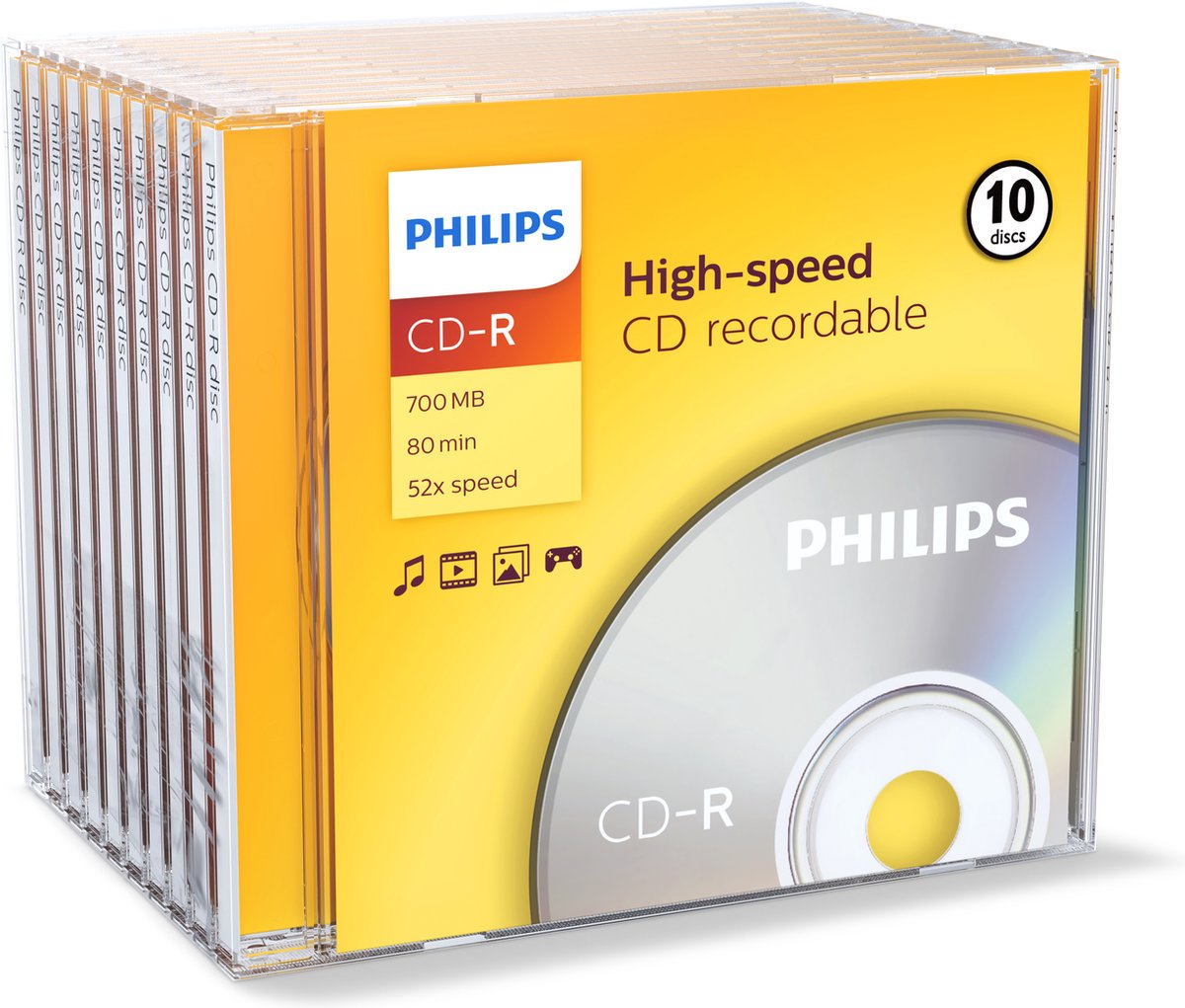 Philips CD-R 80Min - 700MB - Speed 52x - Jewelcase - 10 stuks | bol