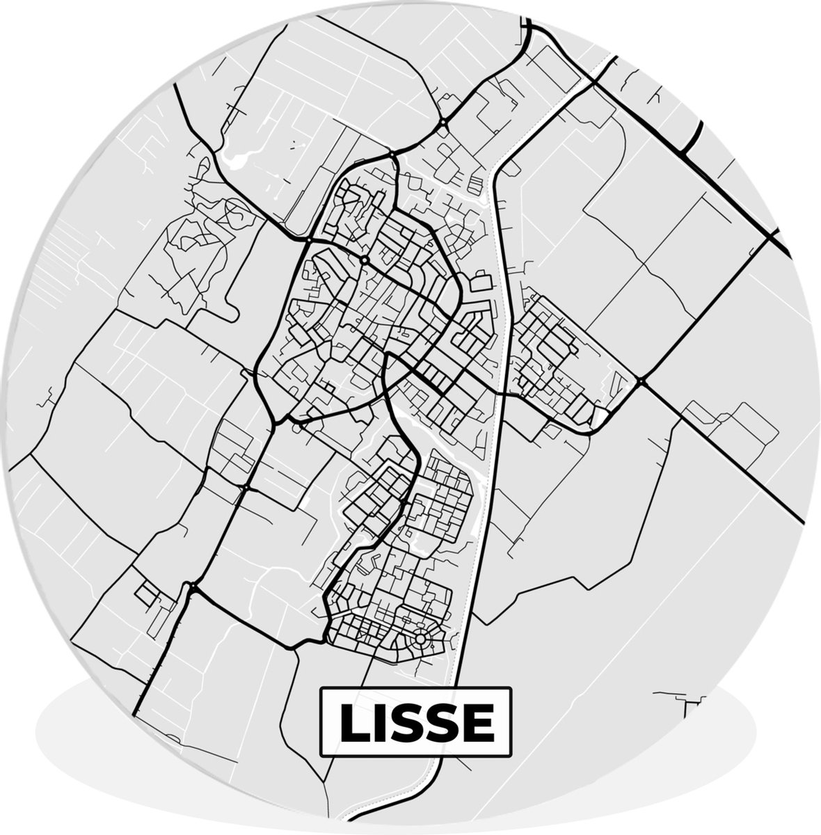 Wall Circle - Wall Circle Indoor - Map - Map - Lisse - City Map - ⌀ 90 ...