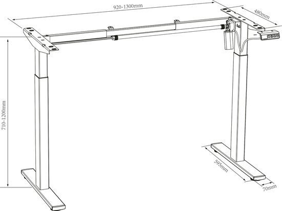 VCM In hoogte verstelbaar bureau traploze elektrische hoogteverstelling ...