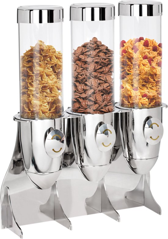 Muesli & Cornflakes dispenser - Drievoudig - Ø 115mm - Chroom ...