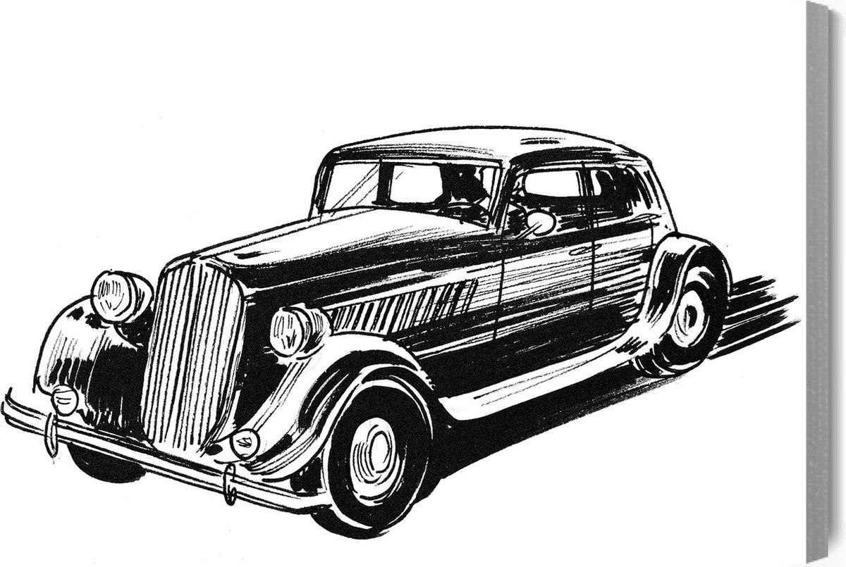Schilderijkoning - Canvas Schilderij Getekende Auto - 100 x 70 cm | bol.com
