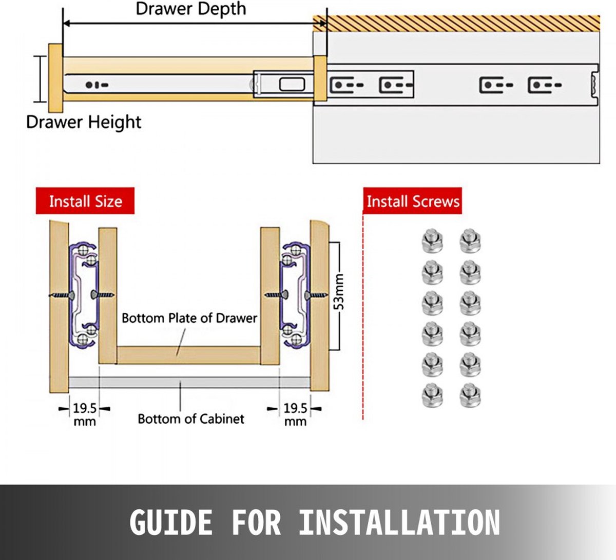 Dakta® Lade Rails Uitschuifbare Rails 28 Inch Zwaar Werk Berekende ...