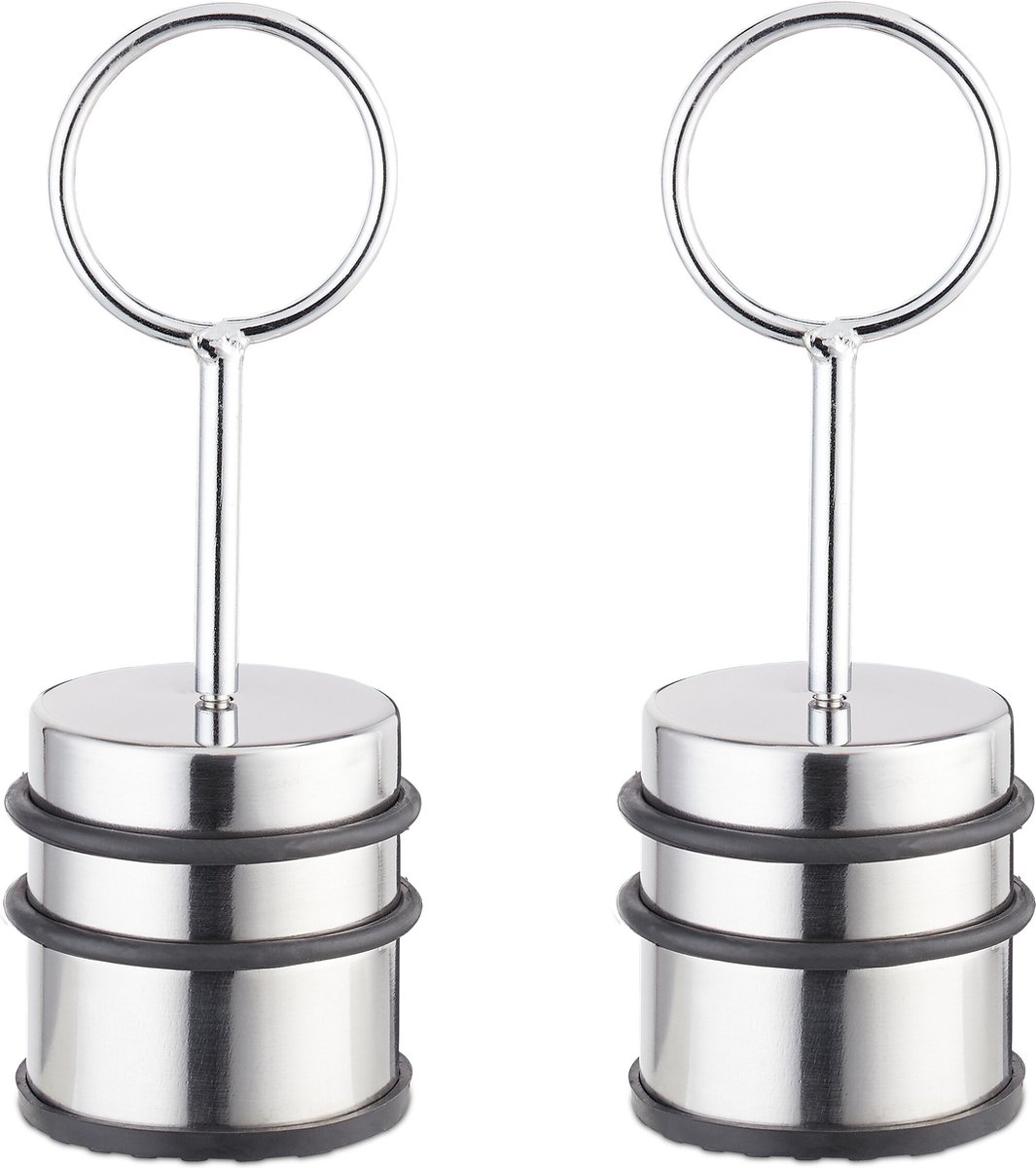 Relaxdays deurstopper met handvat - set van 2 - zware deurstop rvs ...
