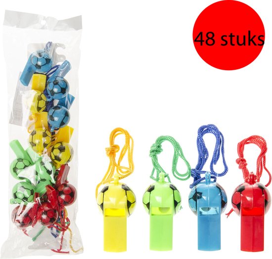 Voetbalfluitjes 48 STUKS - Scheidsrechter - Voor kinderen - Multikleur ...