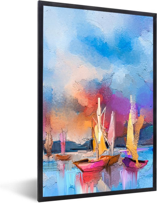 Fotolijst incl. Poster - Schilderij - Boten - Water - 80x120 cm ...