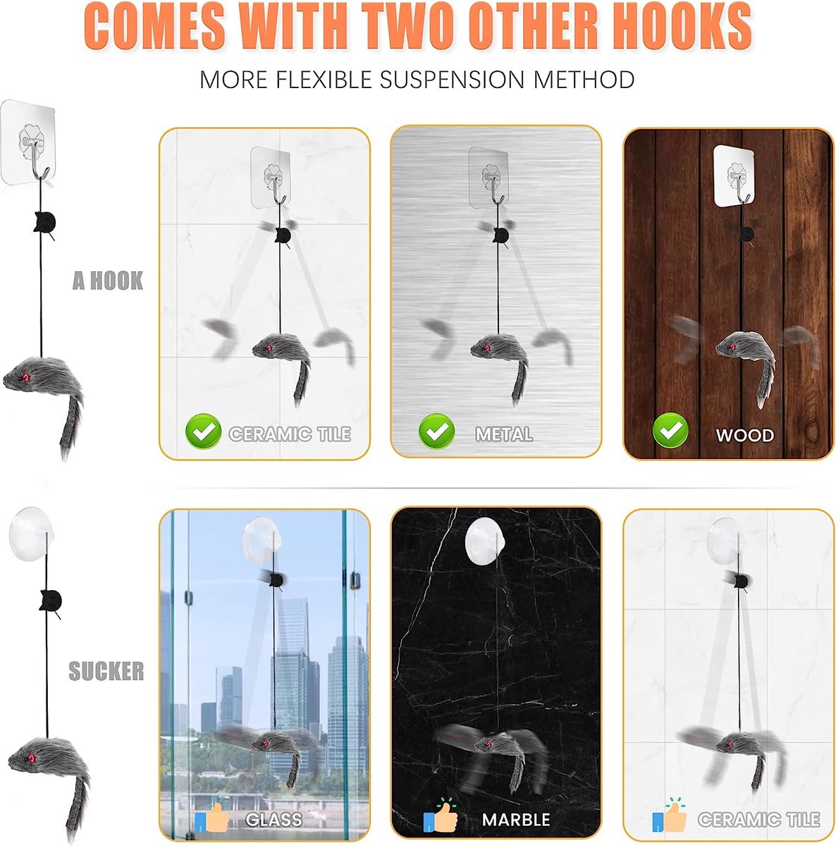 Self-Play 3 Manieren Hangende Deur Kat Muis Speelgoed voor Indoor ...