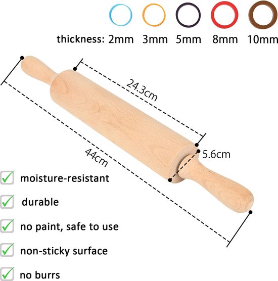 Deegroller deegroller deegroller met dikke ringen in 5 maten ...