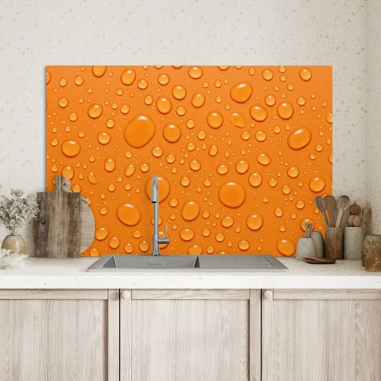 Spatscherm keuken 90x60 cm - Kookplaat achterwand Water - Druppels ...